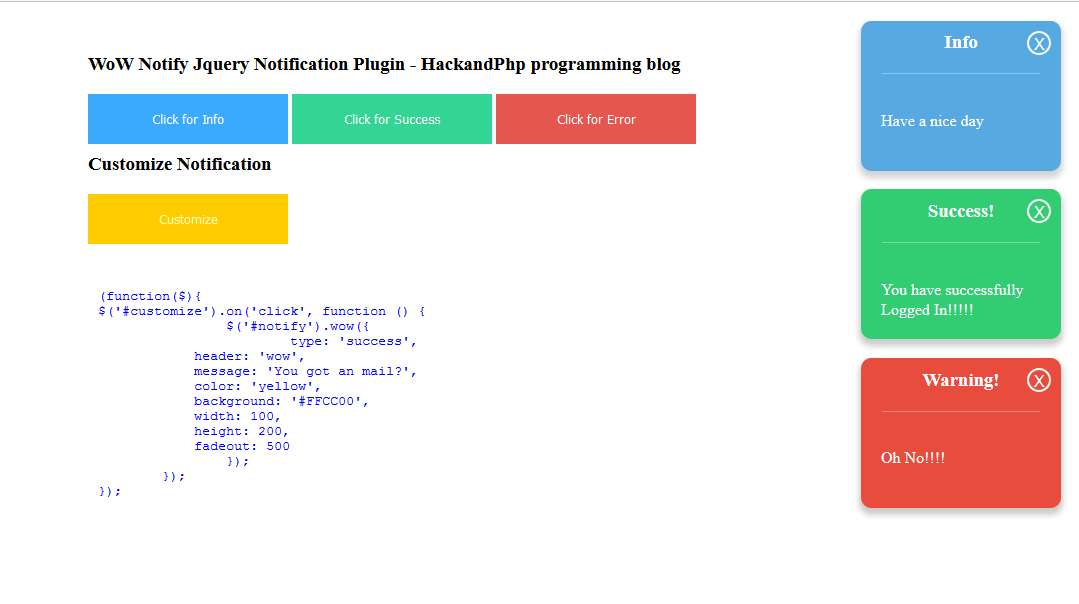 Wow Notify Jquery Notification Plugin Hack And Php